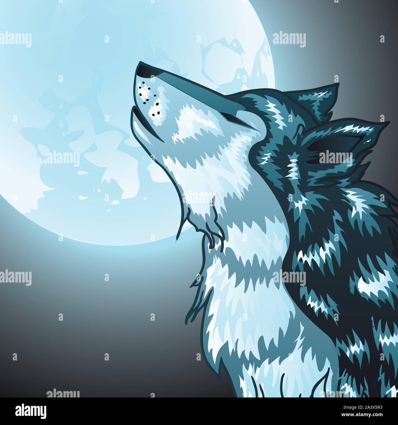 Gray Wolf Howling Cartoon