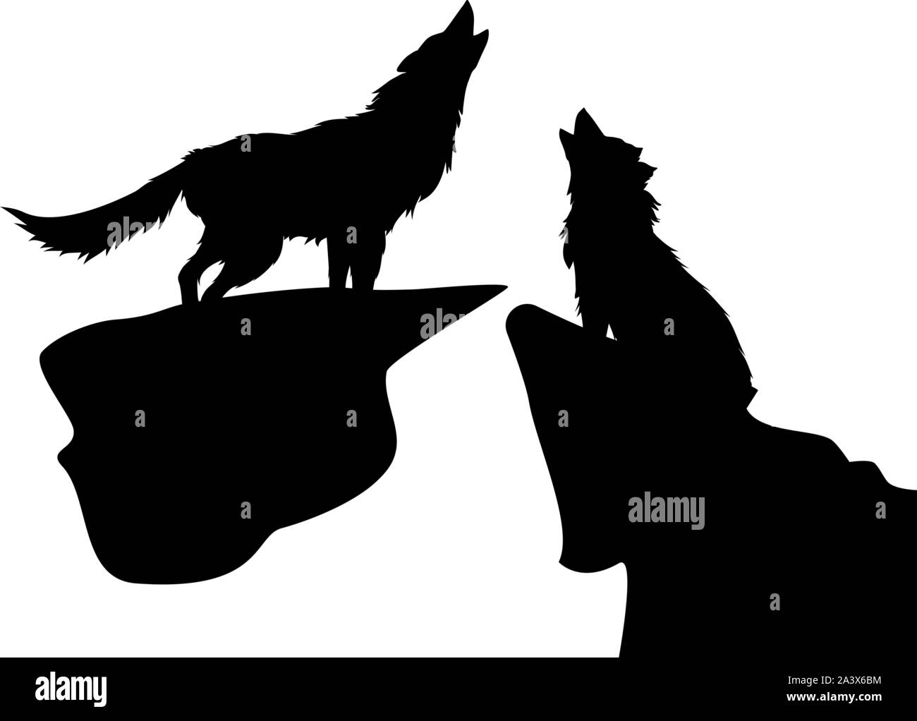 Wolf Pack Howling Silhouette