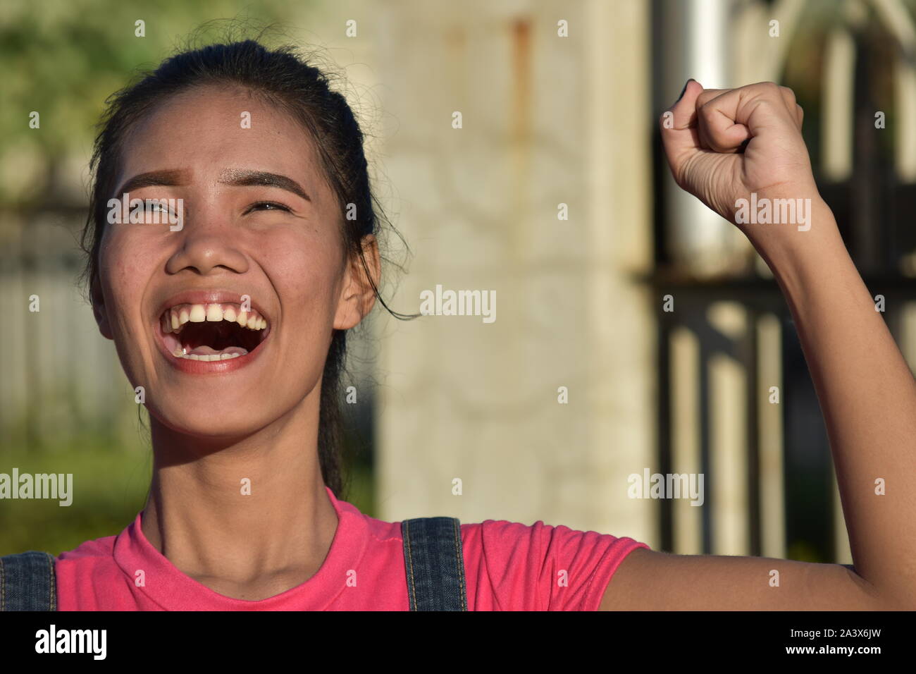 Pretty Minority Woman Winner Stock Photo - Alamy