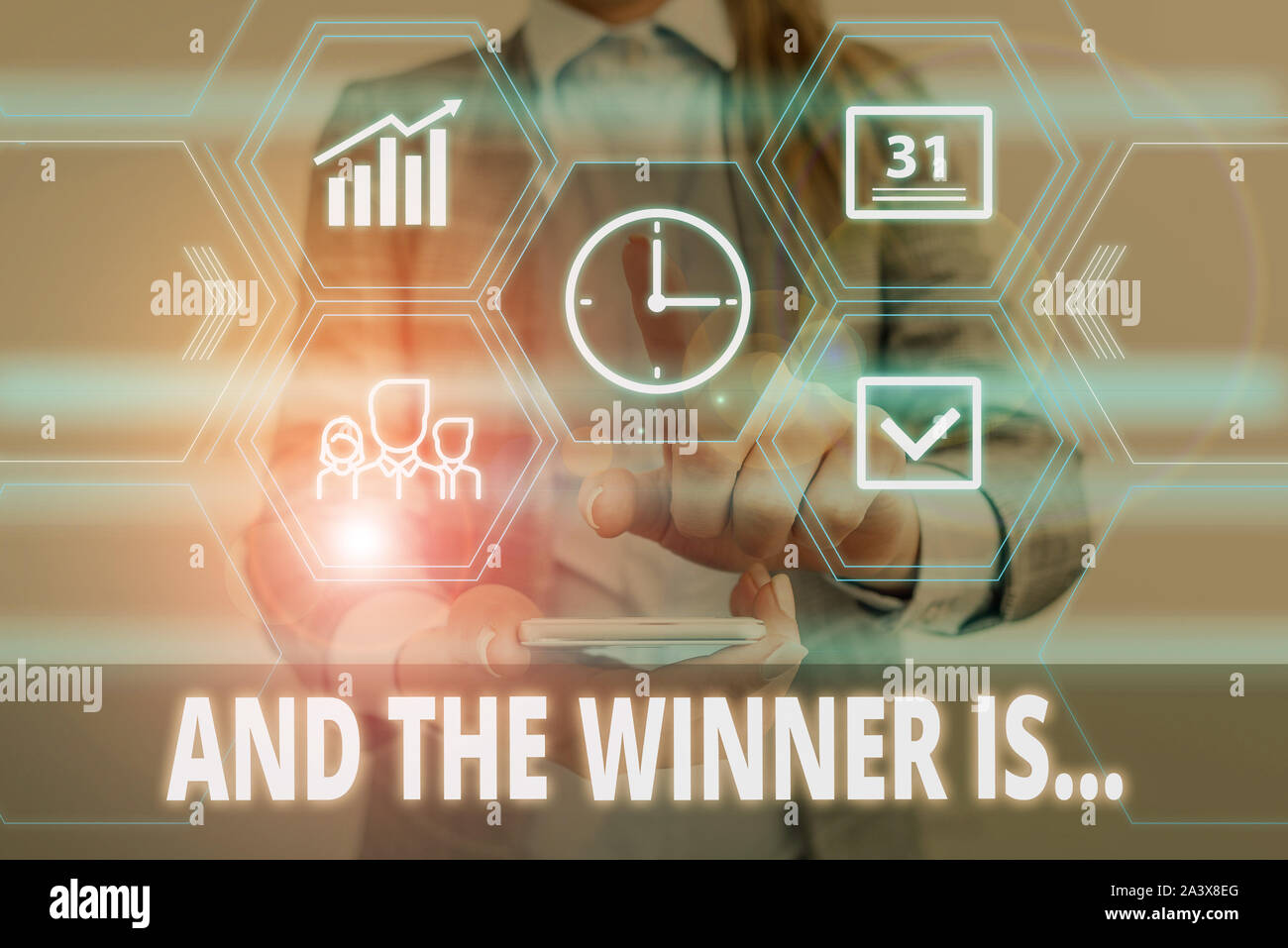 Writing note showing And The Winner Is. Business concept for announcing ...