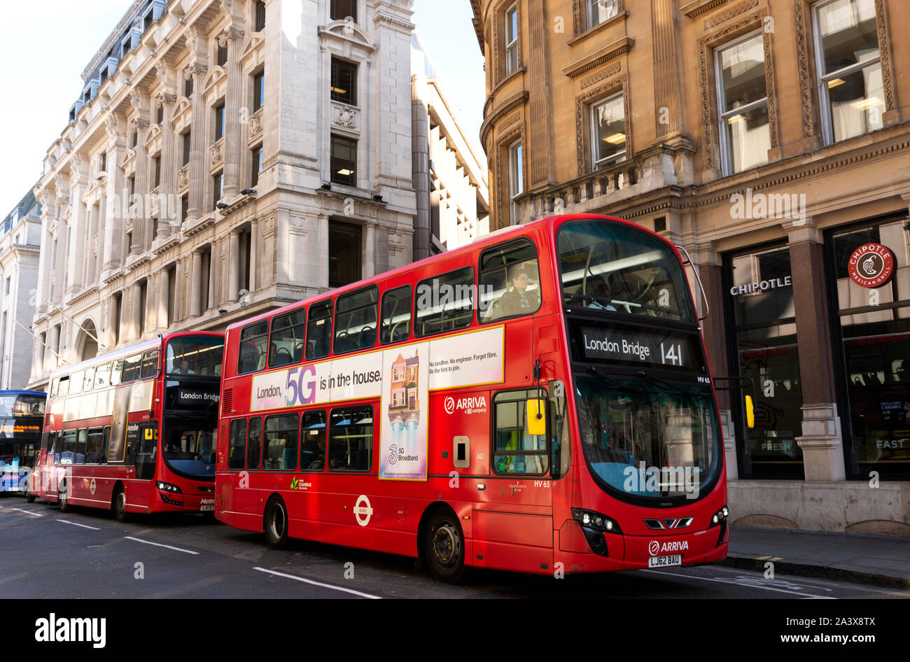 Buses in London city in 13. September 2019 , London ( UK Stock Photo ...