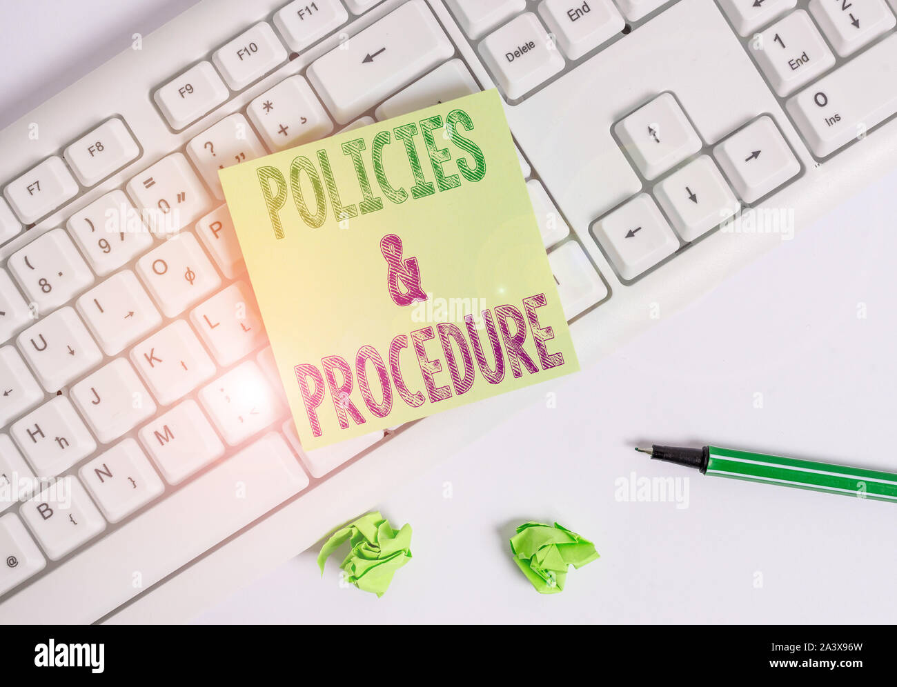 Writing note showing Policies And Procedure. Business concept for list ...