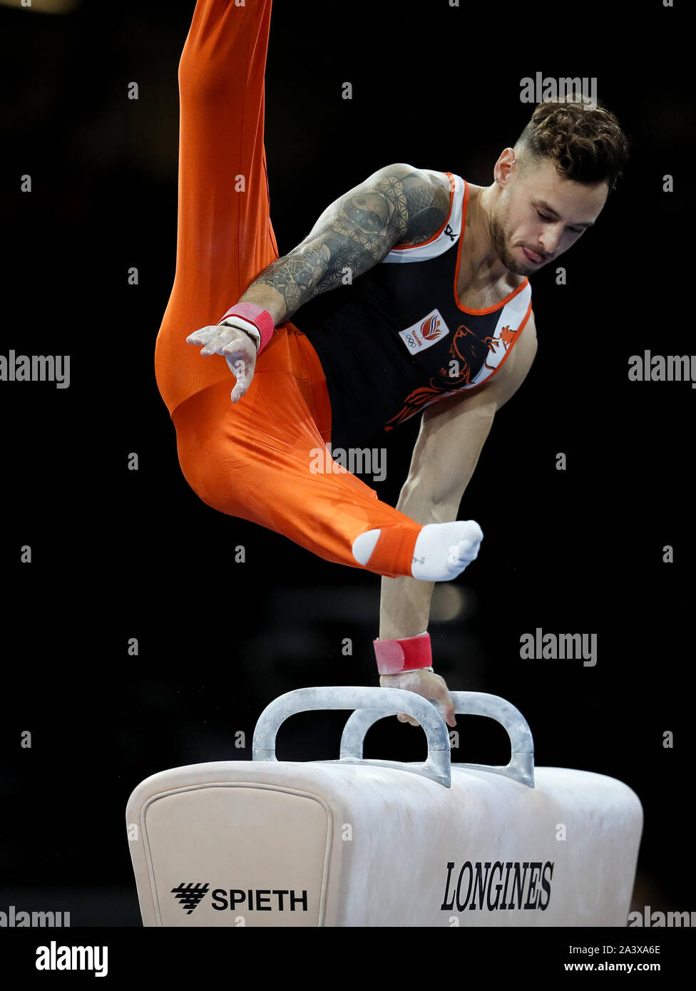 7 October 2019 Stuttgart, Germany World Championship Gymnastics Bart Deurloo op voltige Stock ...