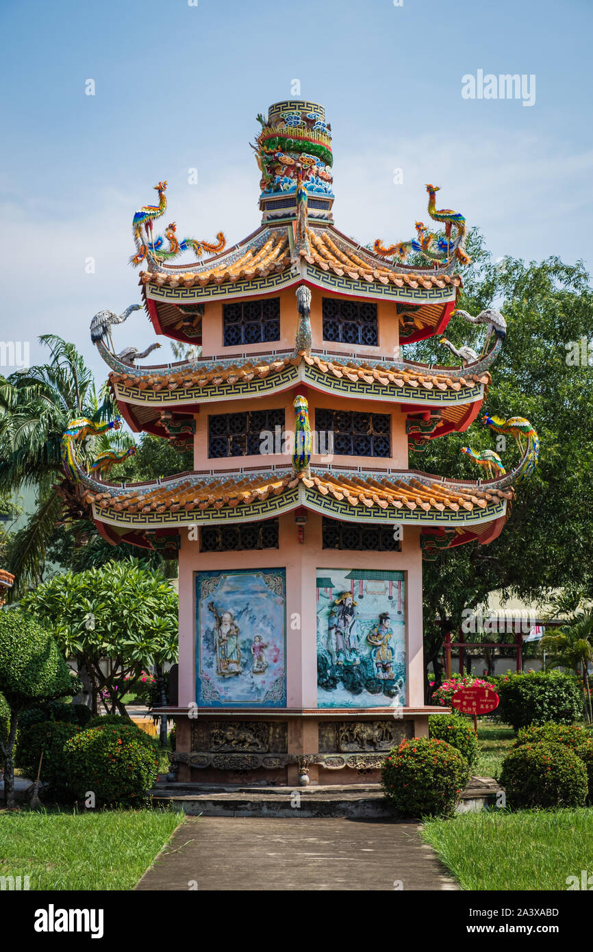 Chinese pagoda inside garden in Bangkok, Thailand Sian Lor Tai Tian ...