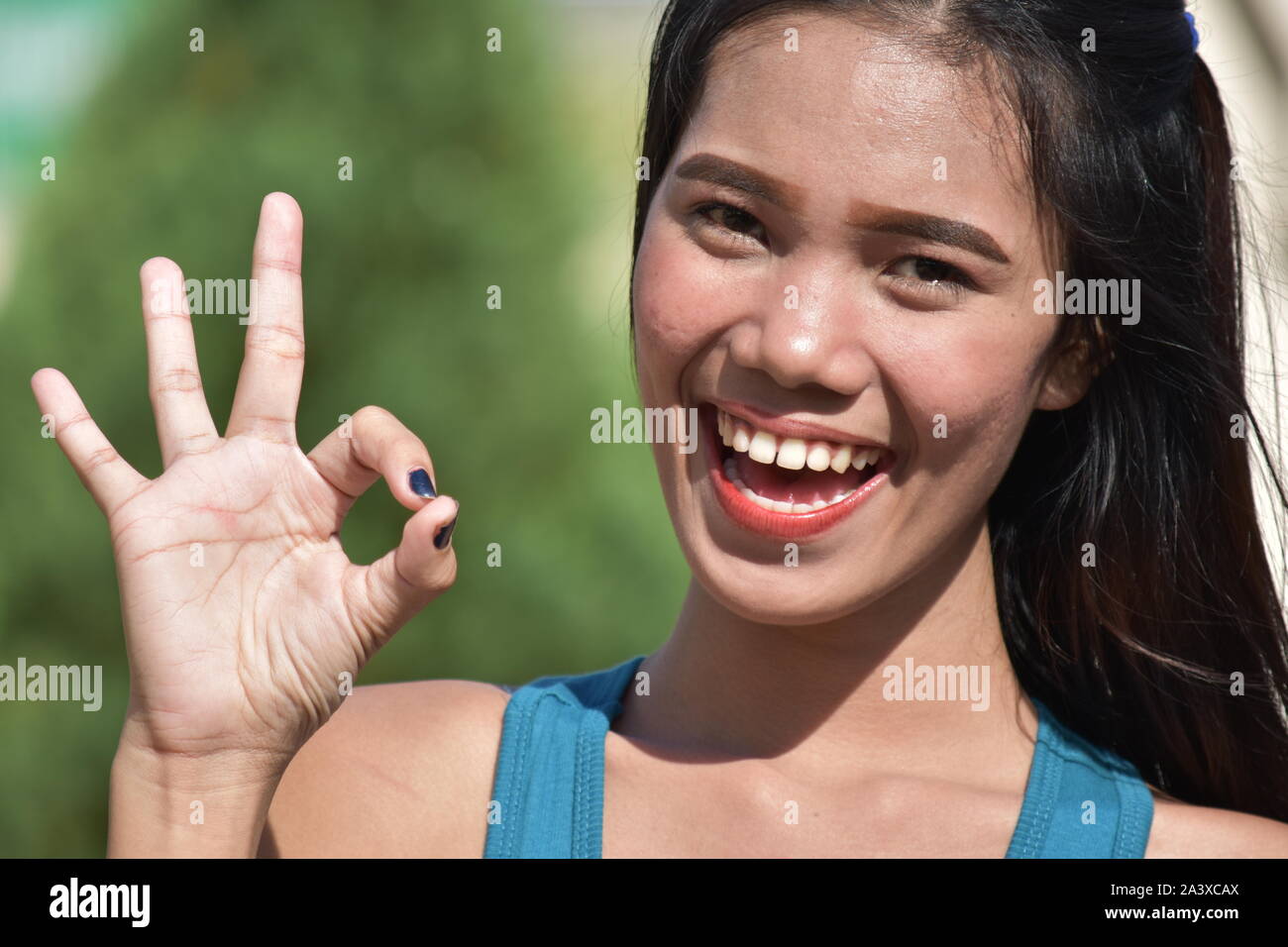 Ok Young Female Woman Stock Photo - Alamy