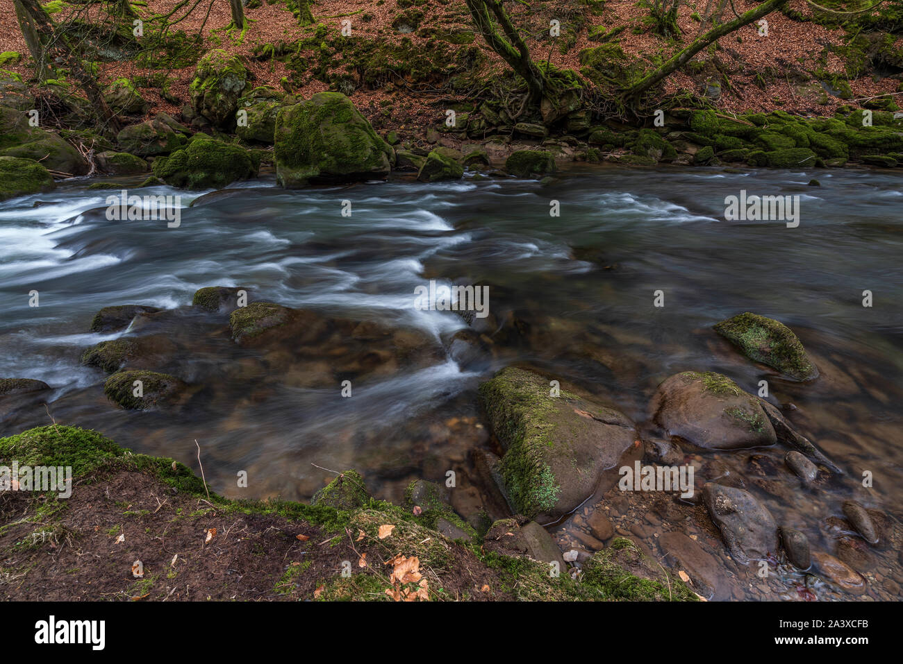 Waterfall in the forest in autumn, Irrel waterfalls Stock Photo - Alamy