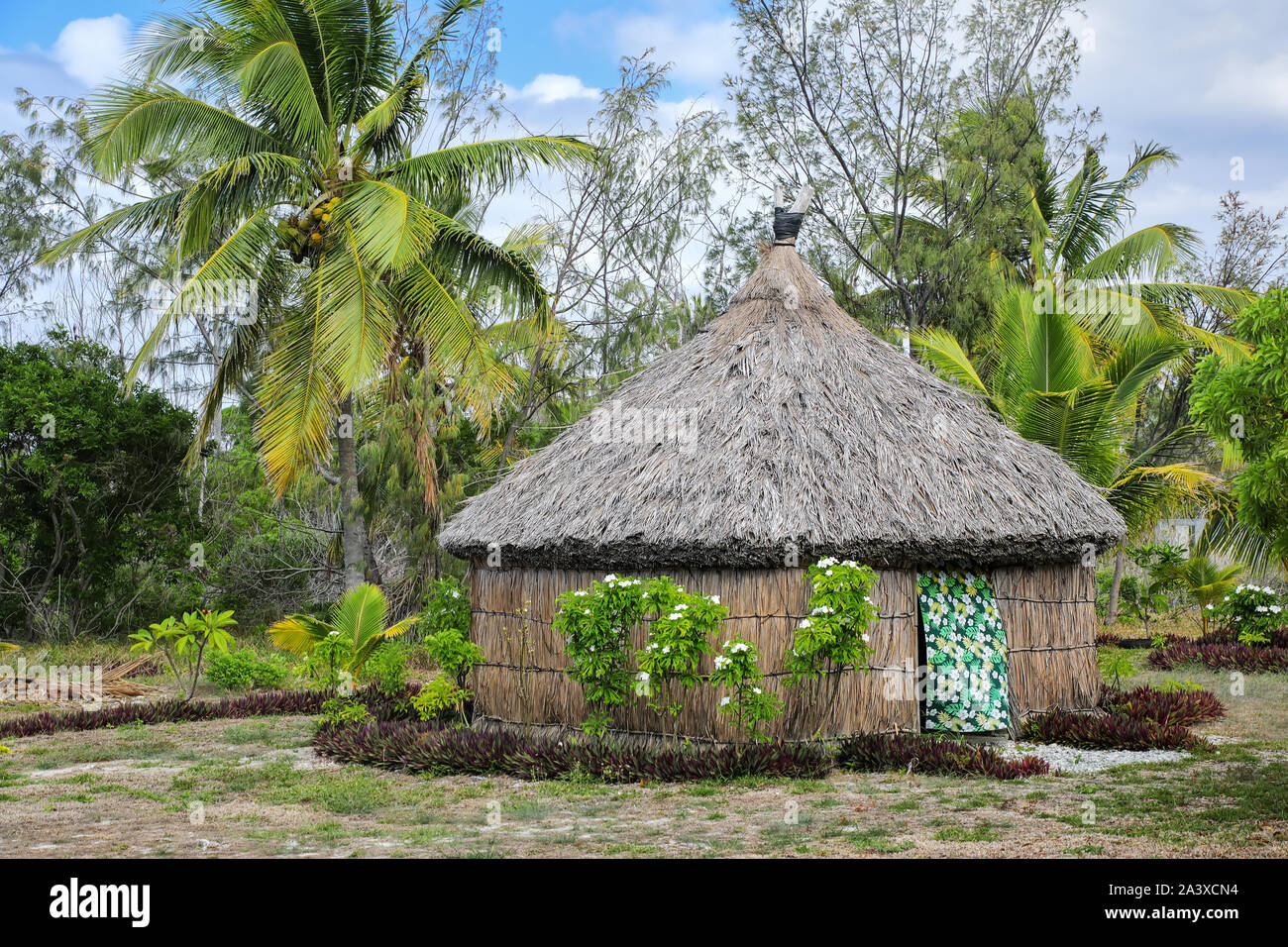 Traditional Kanak house on Ouvea Island, Loyalty Islands, New Caledonia ...