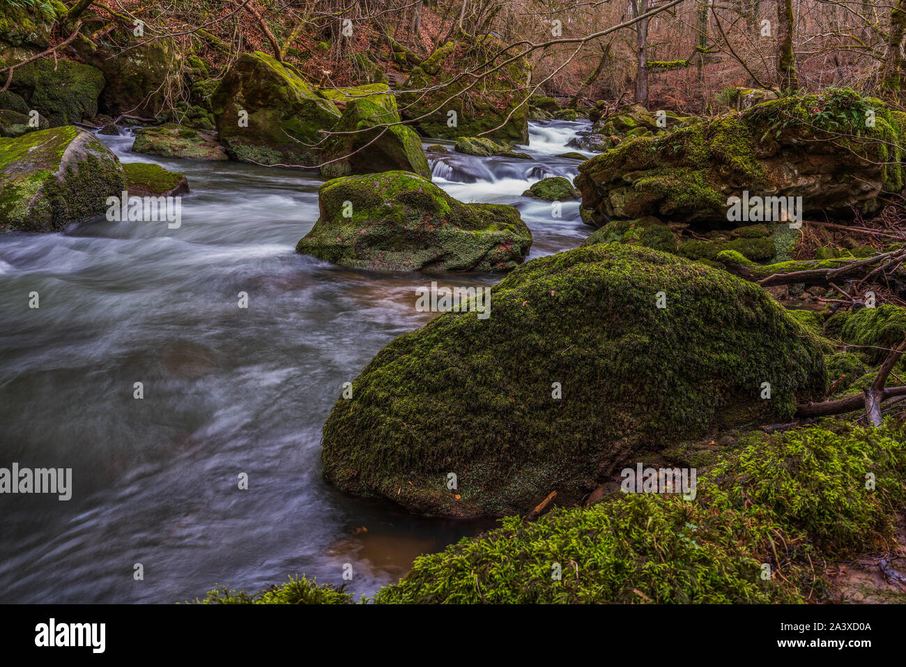 Waterfall in the forest in autumn, Irrel waterfalls Stock Photo - Alamy