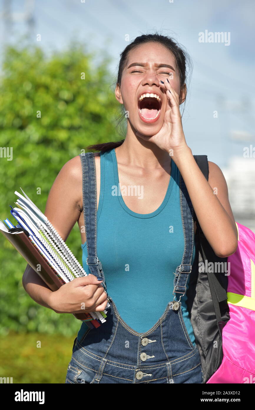 Girl Student Shouting Stock Photo - Alamy