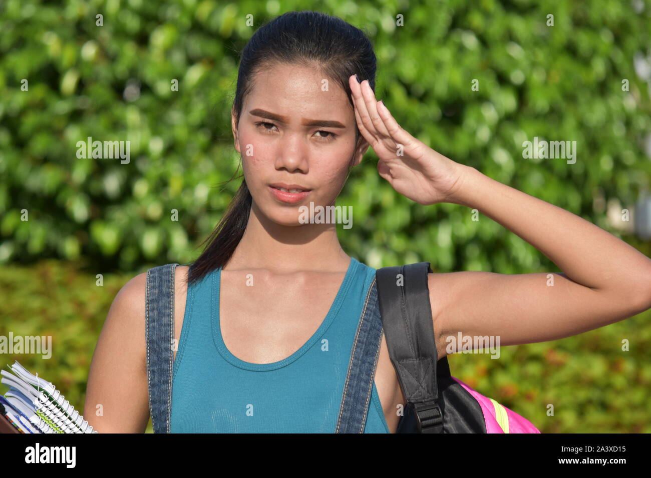 Diverse Girl Student Saluting Stock Photo - Alamy