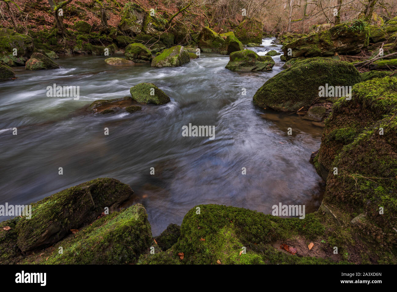 Waterfall in the forest in autumn, Irrel waterfalls Stock Photo - Alamy