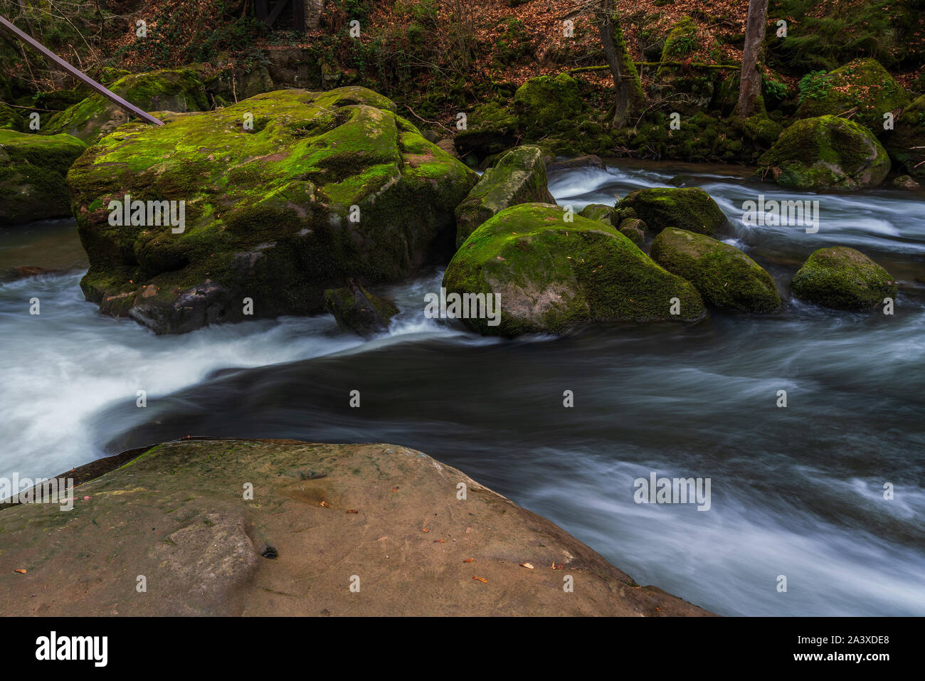Waterfall in the forest in autumn, Irrel waterfalls Stock Photo - Alamy
