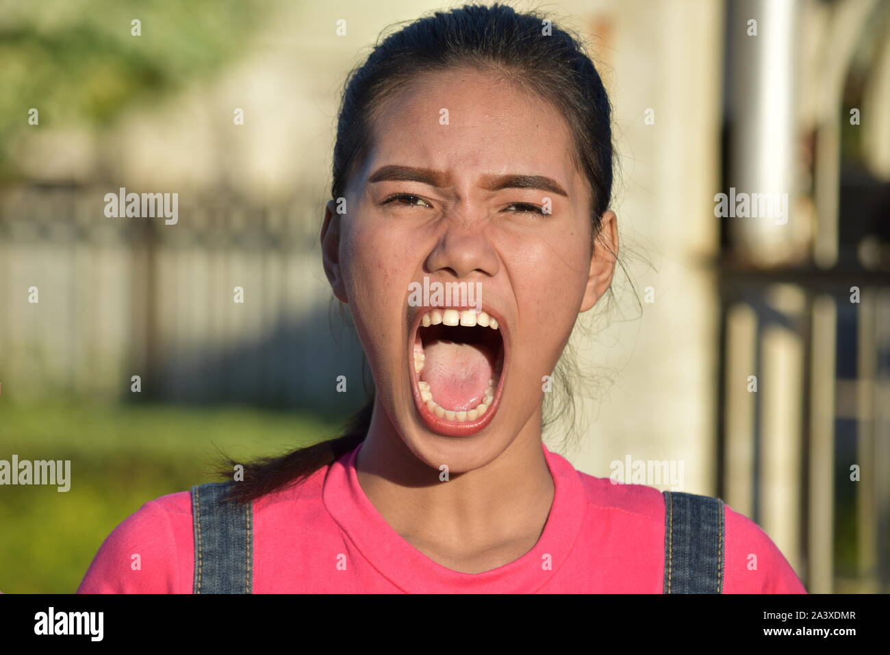An Anxious Female Woman Stock Photo - Alamy