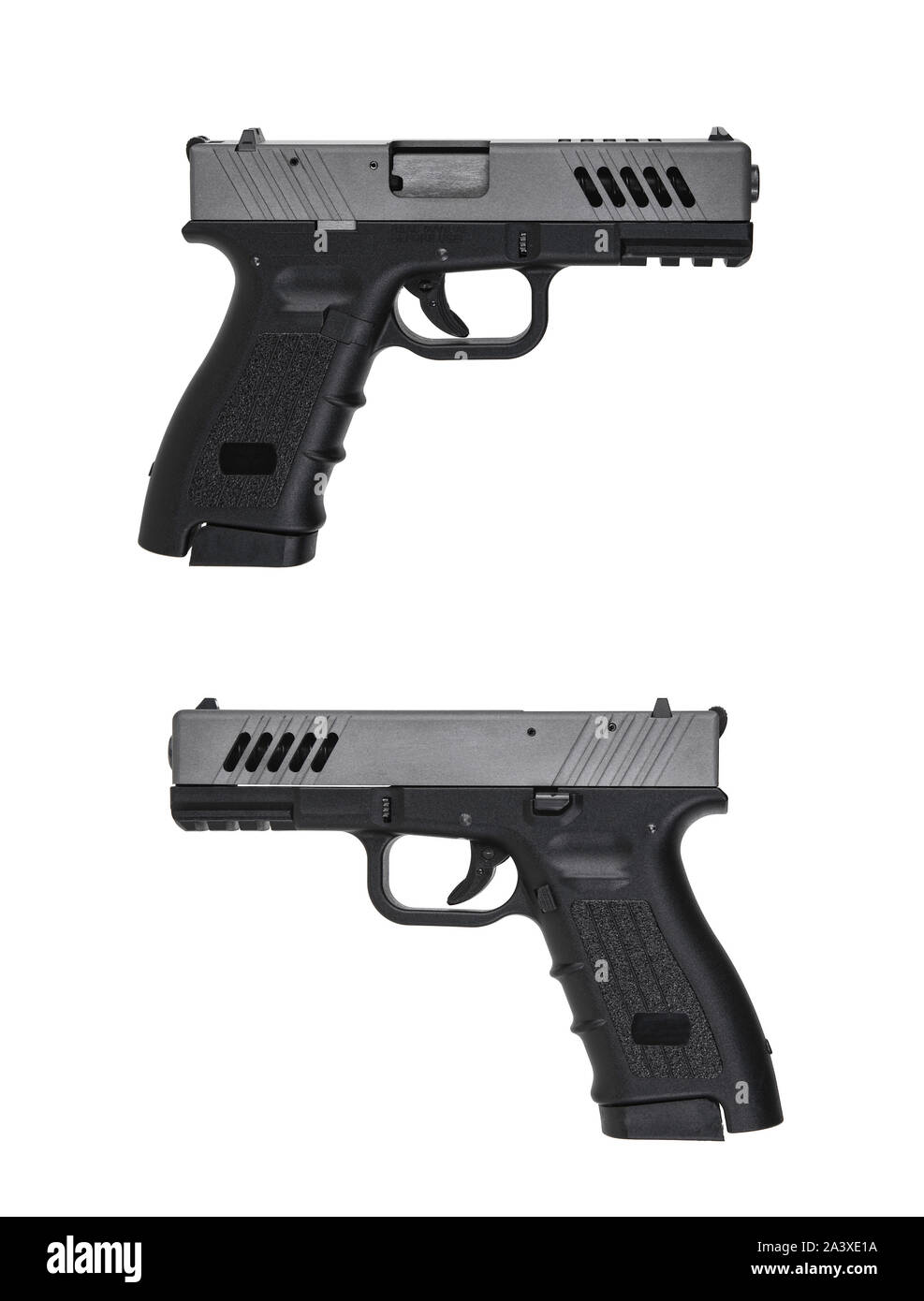 Black gun pistol isolated on white background Stock Photo - Alamy