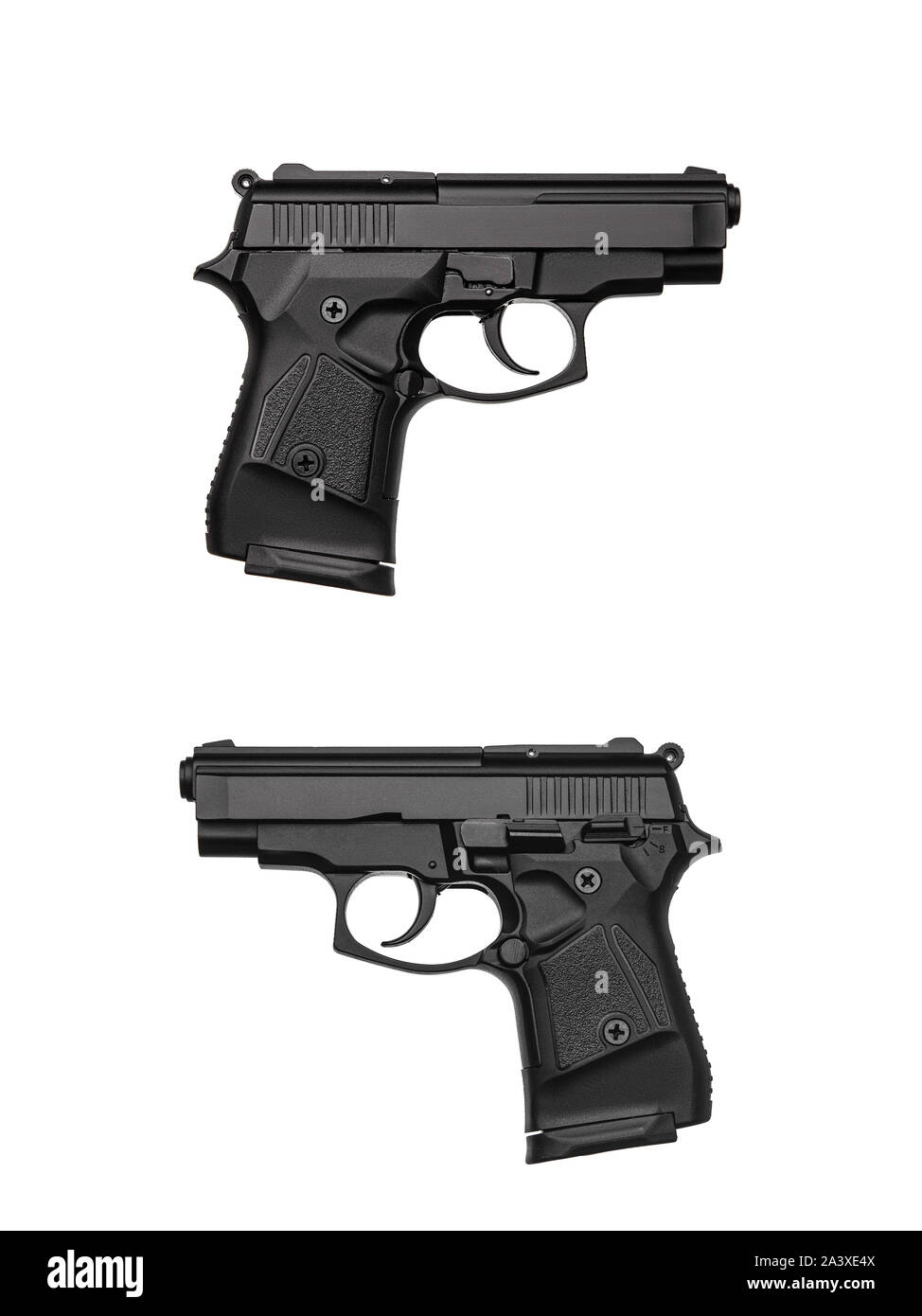 Black gun pistol isolated on white background Stock Photo - Alamy