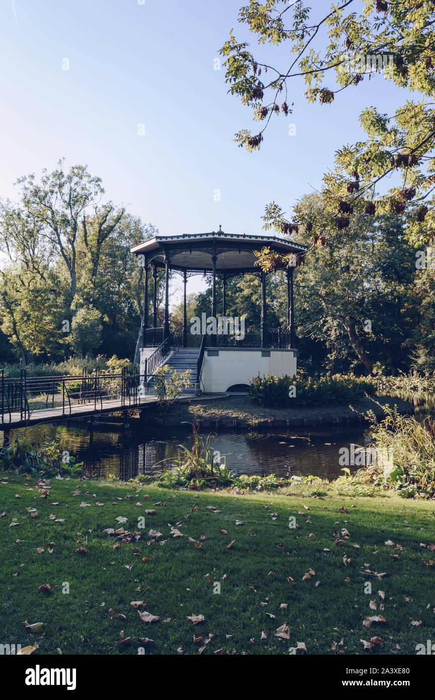 vertical image of closed for public use pavilion at Vondelpark in ...