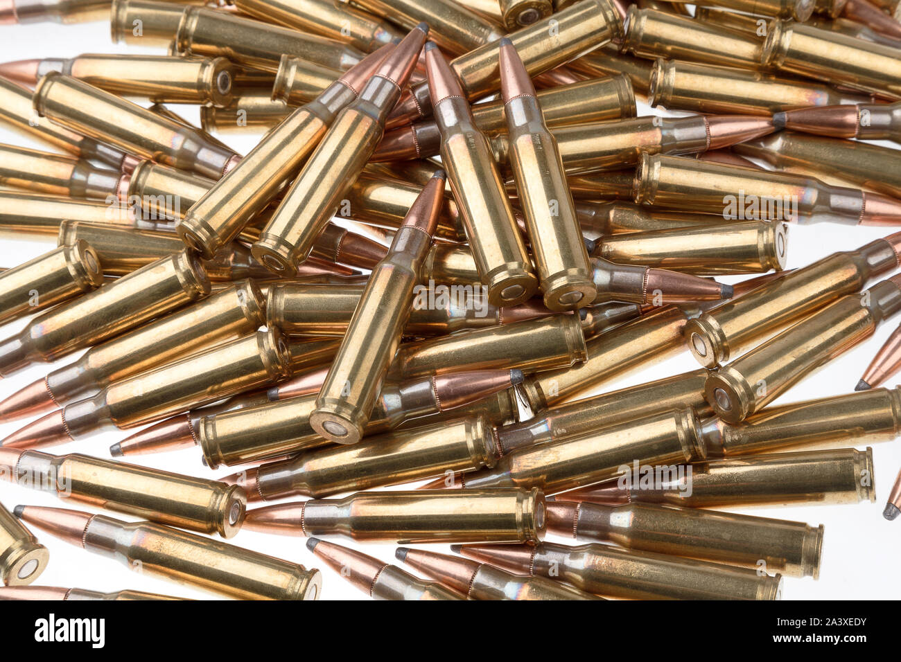 Bullet isolated on white background. Rifle bullets close-up on white ...