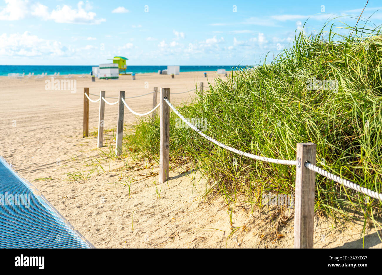 Pathway to the beach in Miami Florida with an ocean background Stock ...