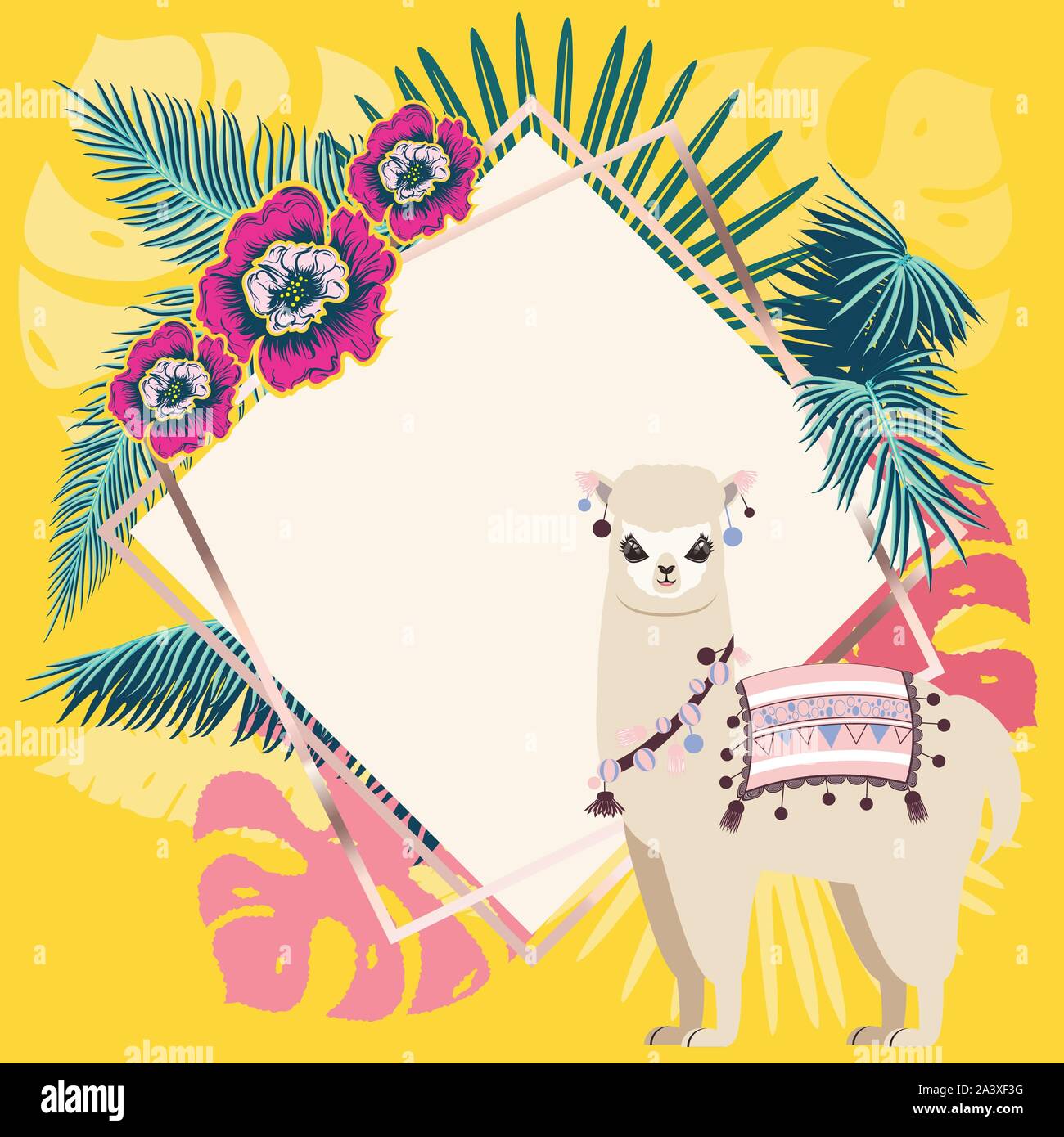 Floral banner cute alpaca hi-res stock photography and images - Alamy