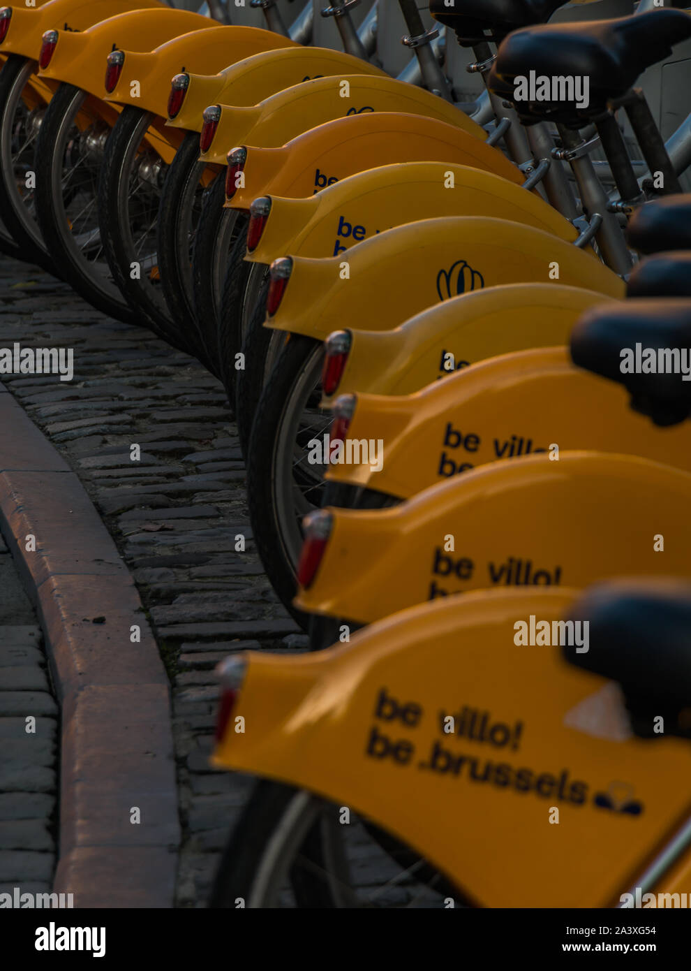 A picture of a row of public bikes, in Brussels Stock Photo - Alamy