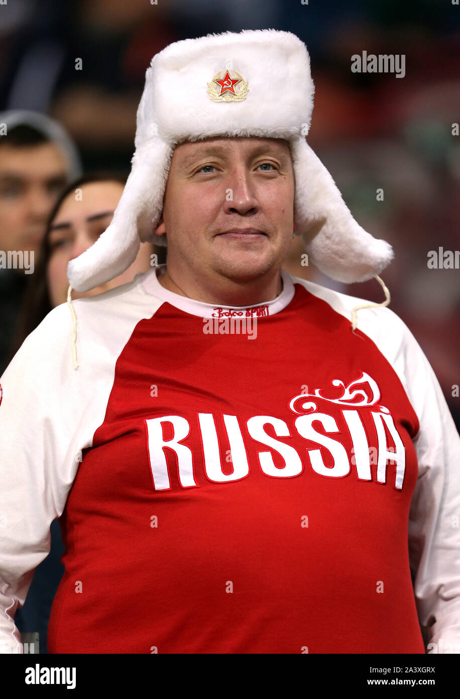 A Russia fan in the stands during the UEFA Euro 2020 qualifying, group ...