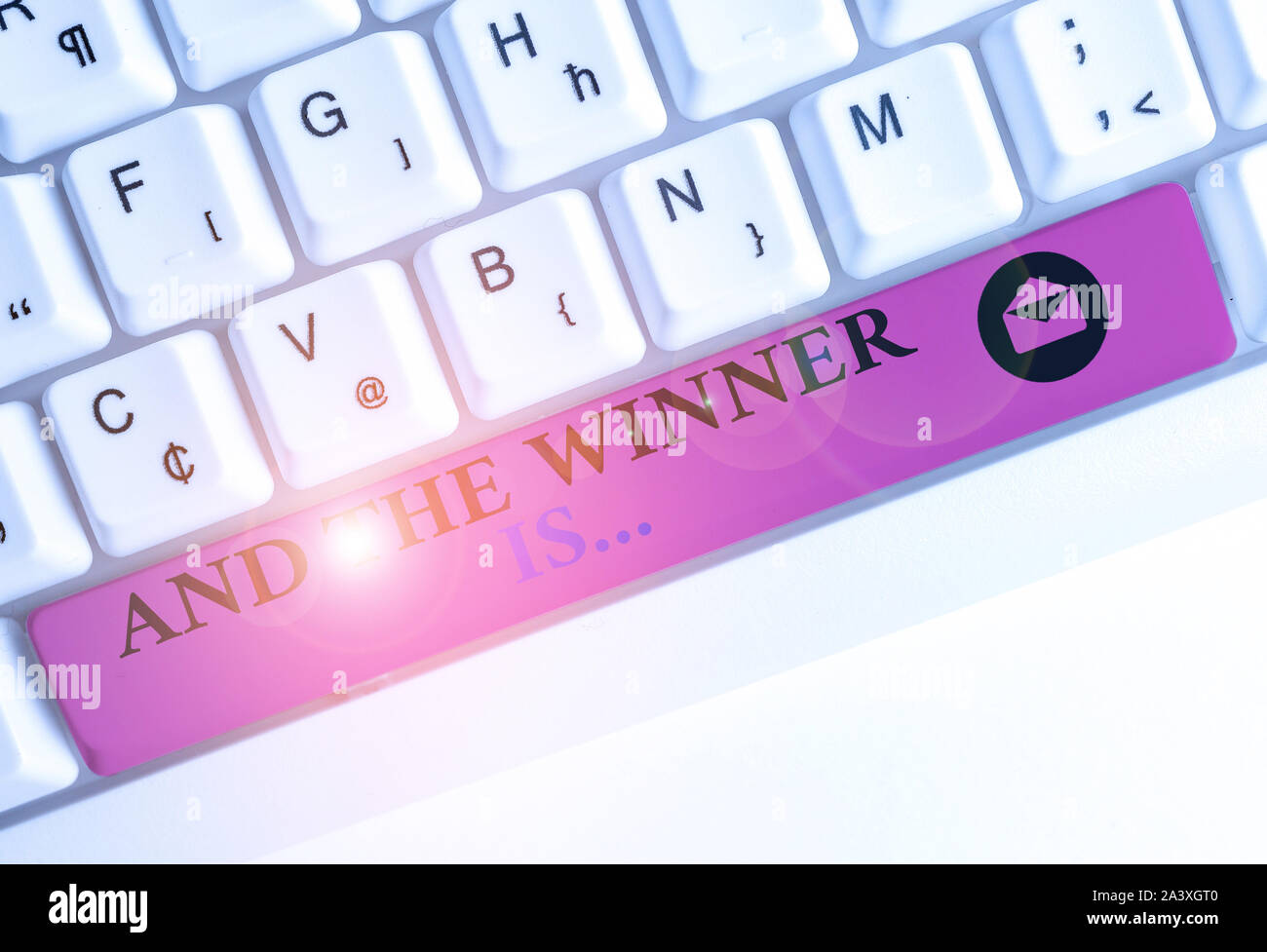 Text sign showing And The Winner Is. Business photo showcasing ...