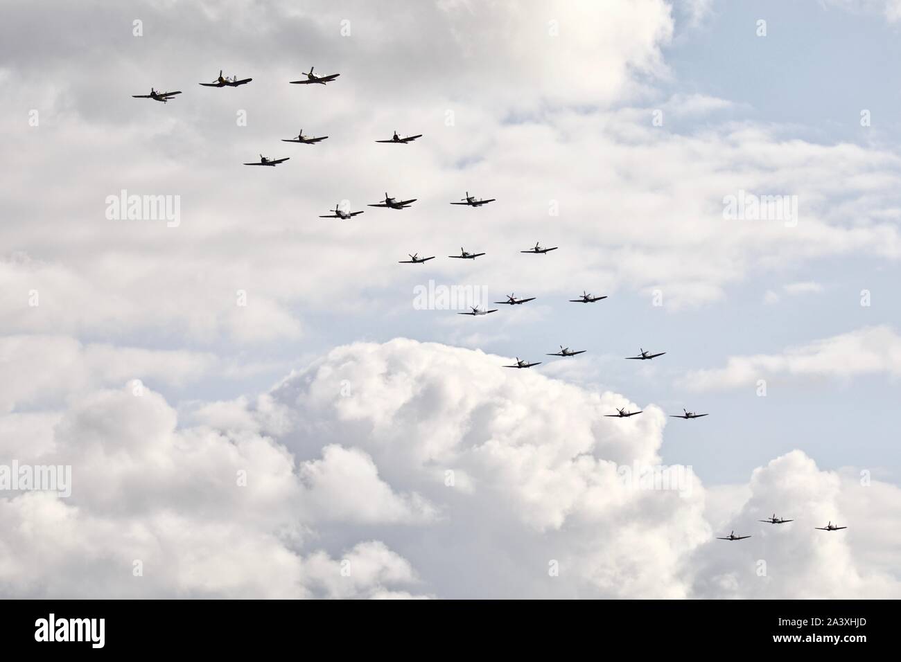 Amazing collection of historical World War Two aircraft performing a ...