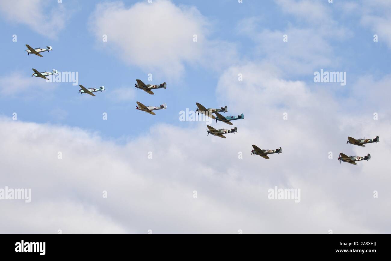 Amazing collection of historical World War Two aircraft performing a ...