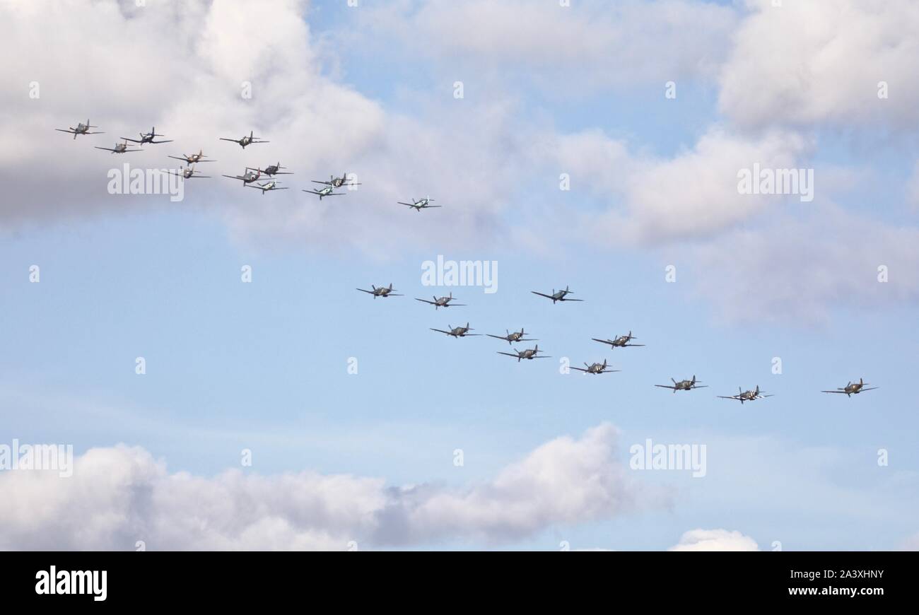 Amazing collection of historical World War Two aircraft performing a ...