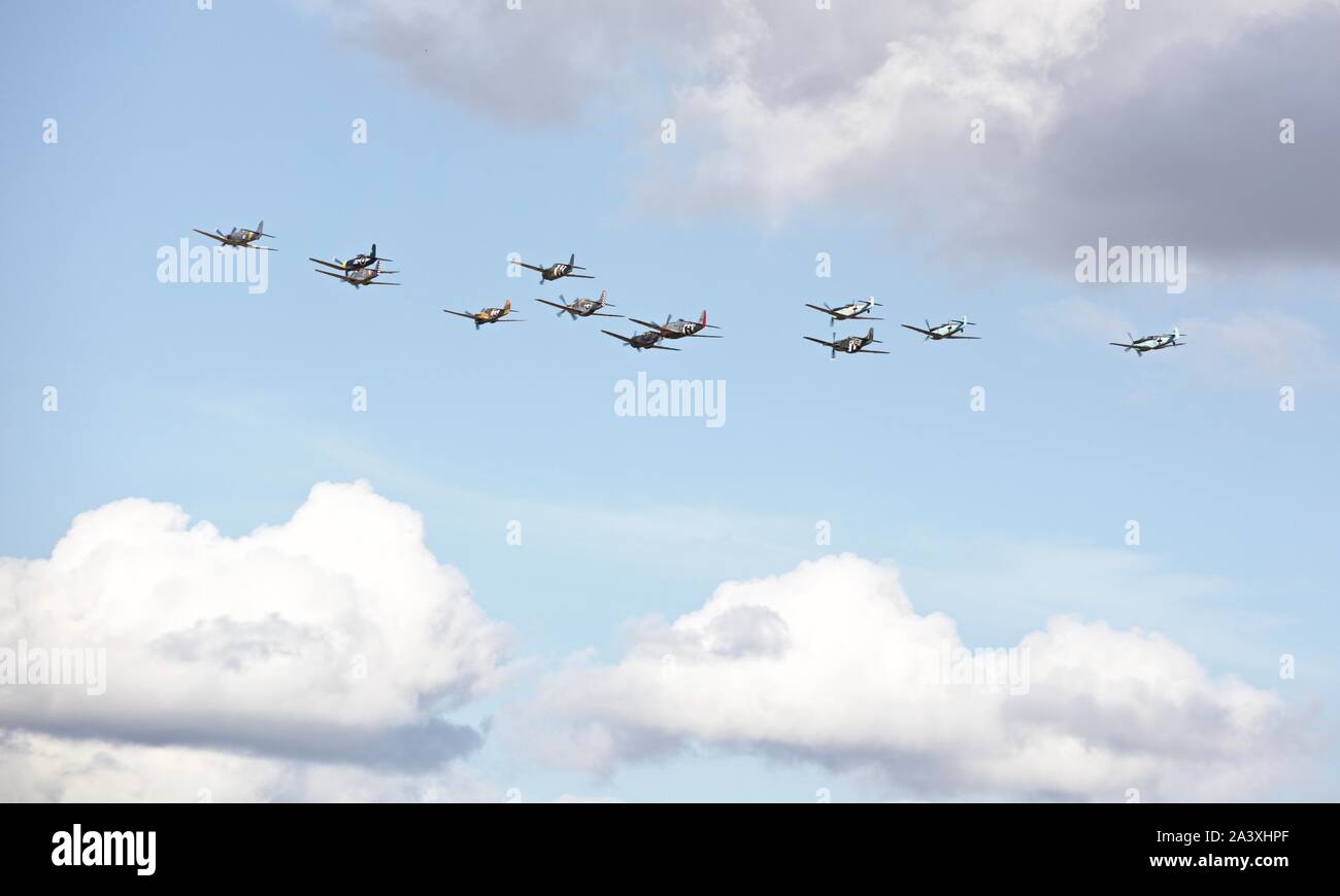 Amazing collection of historical World War Two aircraft performing a ...