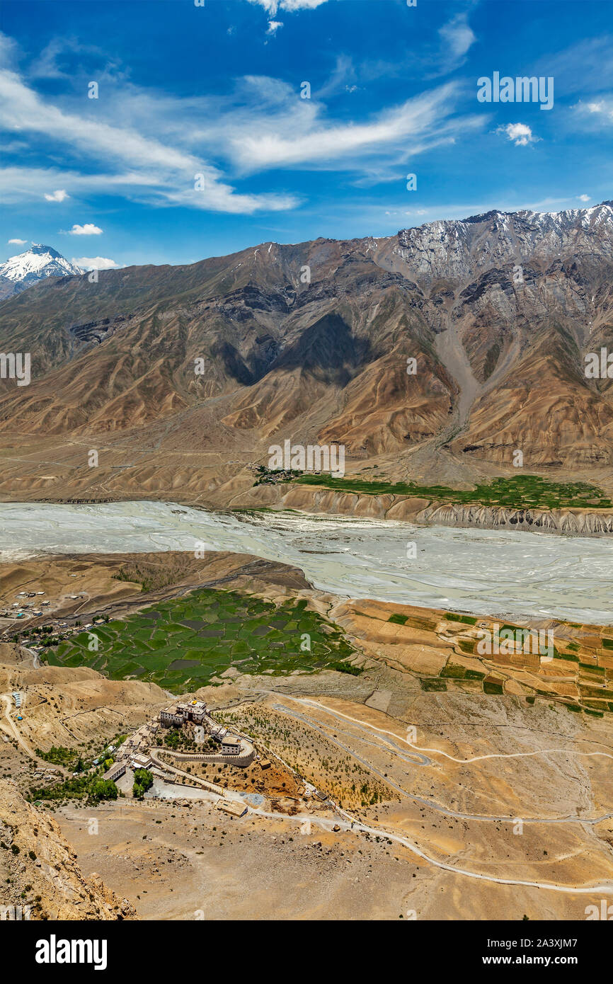 Aerial view of Spiti valley and Key gompa in Himalayas Stock Photo - Alamy