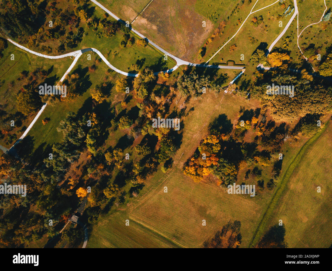 View from above of an autumn field. Drone photo Stock Photo - Alamy