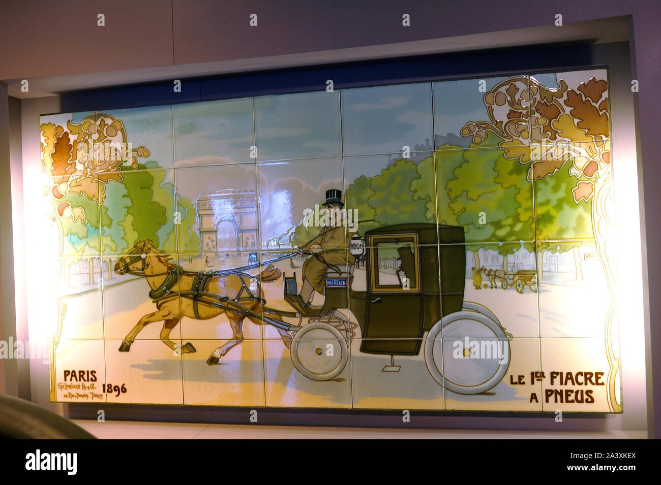 Old Michelin advertising on ceramic to extol the benefits of the tire ...