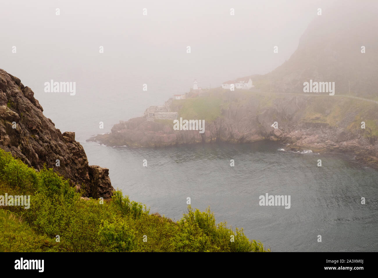 View of Fort Amherst in the fog from Signal Hill, St. John's ...