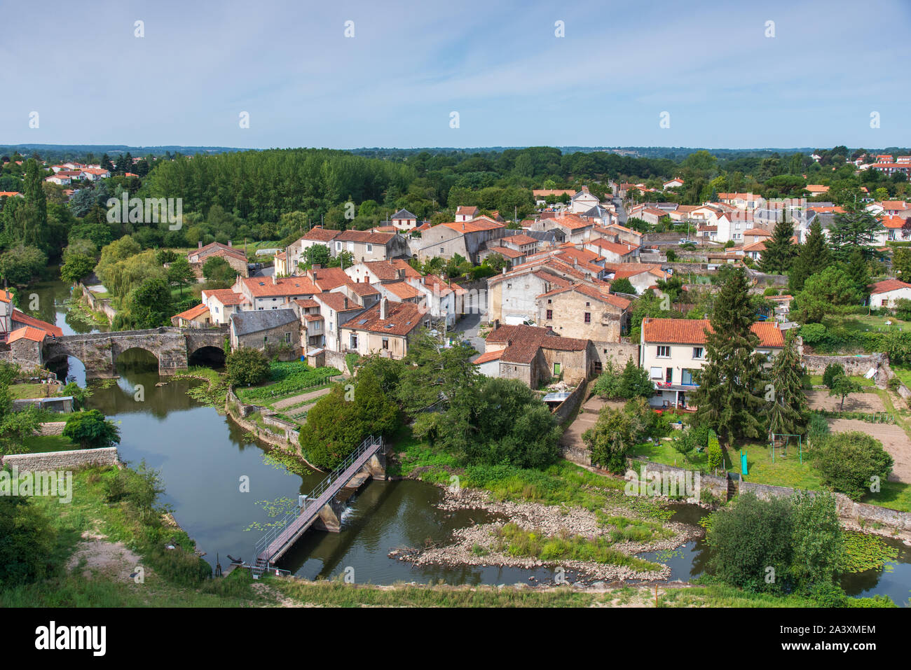 Red tiled houses in the historic town of Parthenay Western France Stock ...