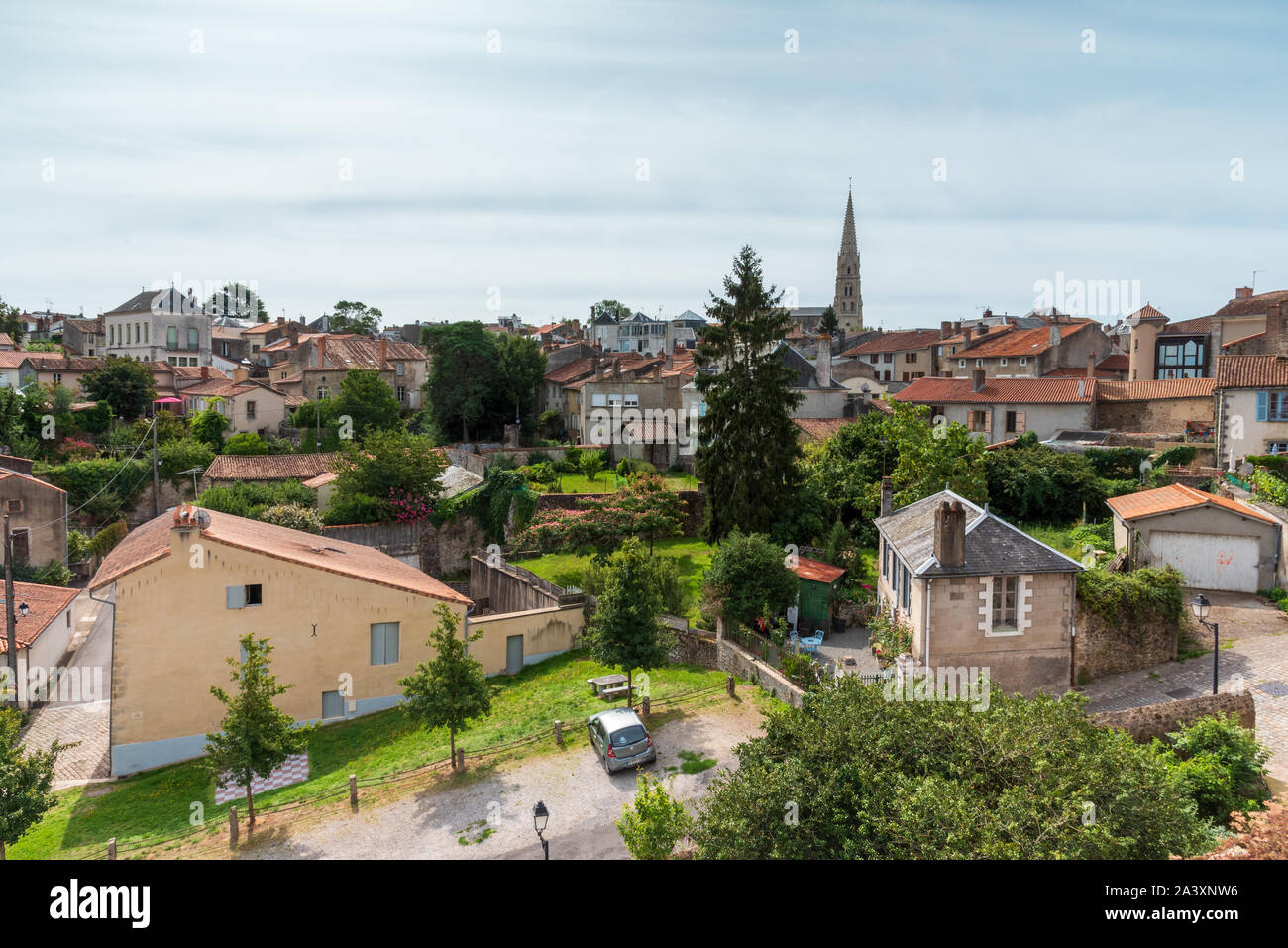 Red tiled houses in the historic town of Parthenay Western France Stock ...