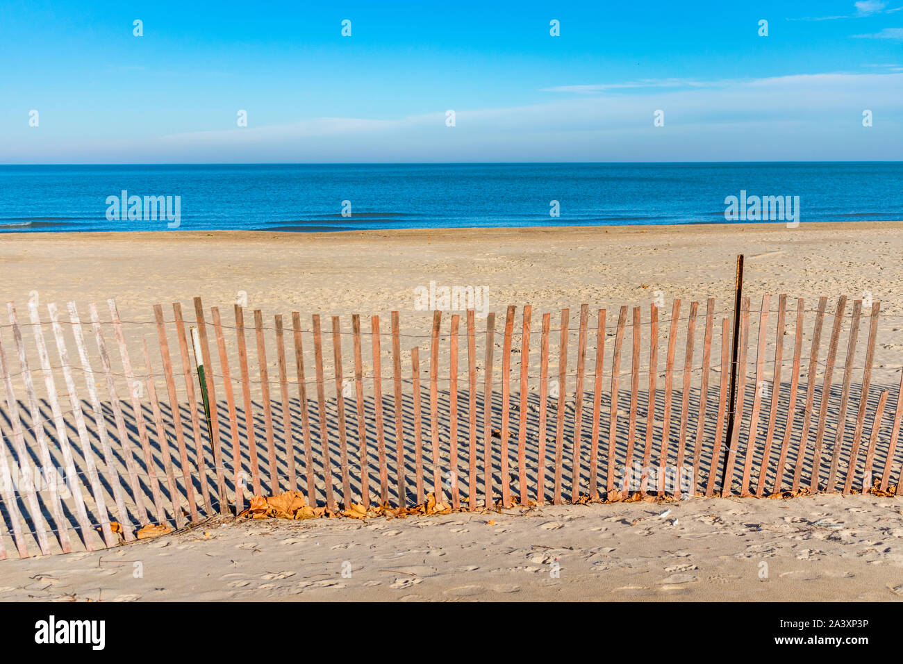 Fence at Foster Beach in Chicago with Lake Michigan Stock Photo - Alamy