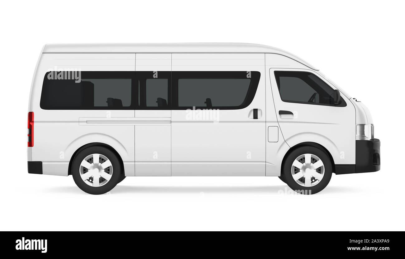 White Minibus Isolated Stock Photo - Alamy