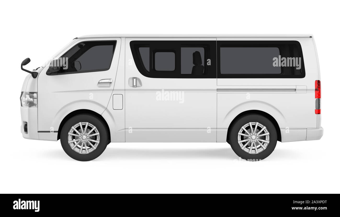 White Minibus Isolated Stock Photo - Alamy