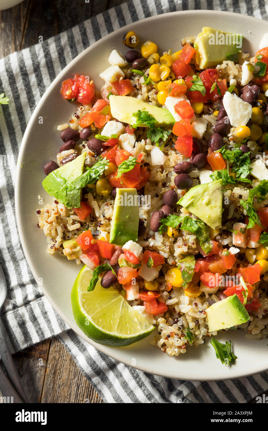 Homemade Mexican Baja Rice Bowl with Avocado and Salsa Stock Photo - Alamy