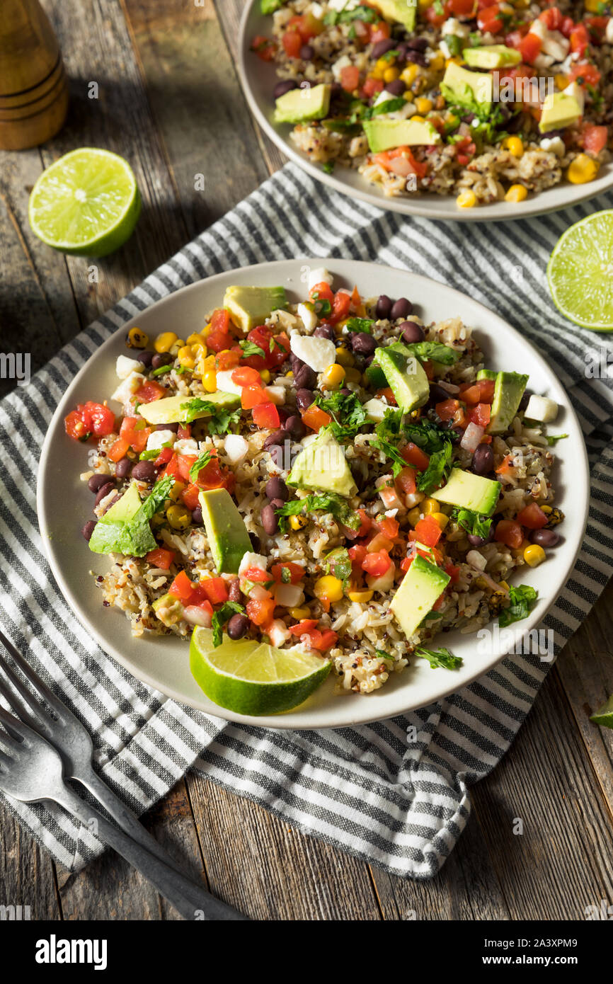 Homemade Mexican Baja Rice Bowl with Avocado and Salsa Stock Photo - Alamy