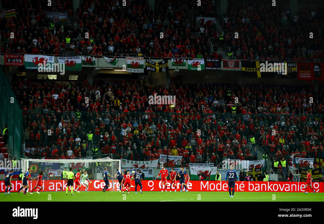 Wales fans in the stands during the UEFA Euro 2020 qualifying, group E ...