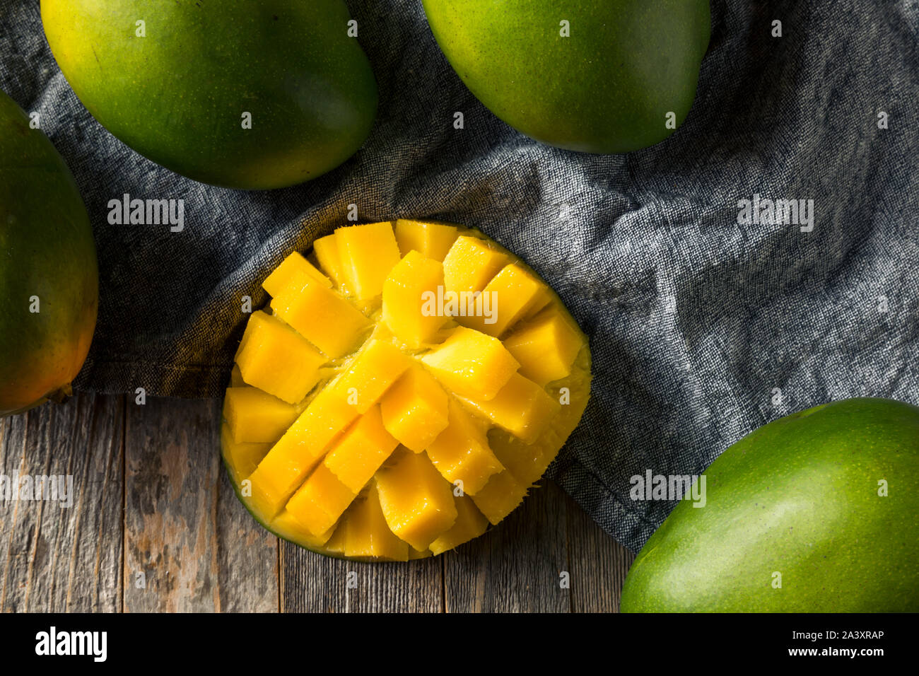 Raw Green Organic Kiett Mangoes Ready to Eat Stock Photo - Alamy