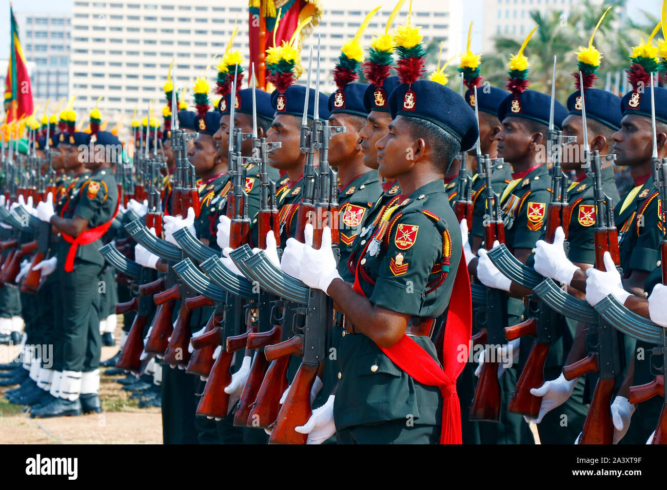 Colombo, Sri Lanka. 10th Oct, 2019. Soldiers march during a ceremony ...