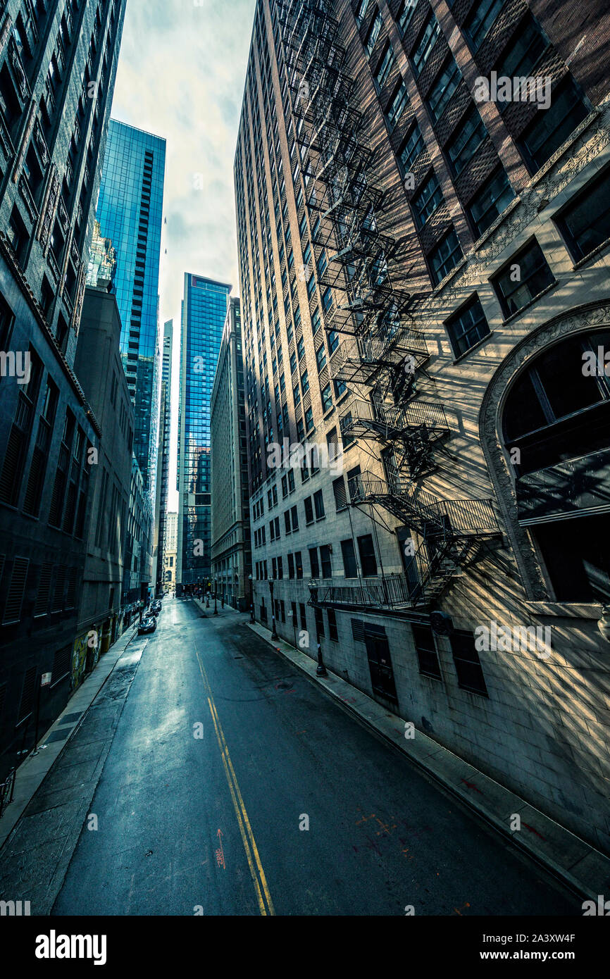 View of street in Chicago with morning light Stock Photo - Alamy