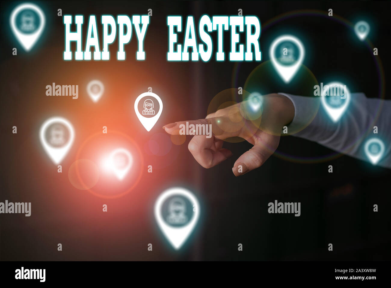 Writing note showing Happy Easter. Business concept for the Christian ...