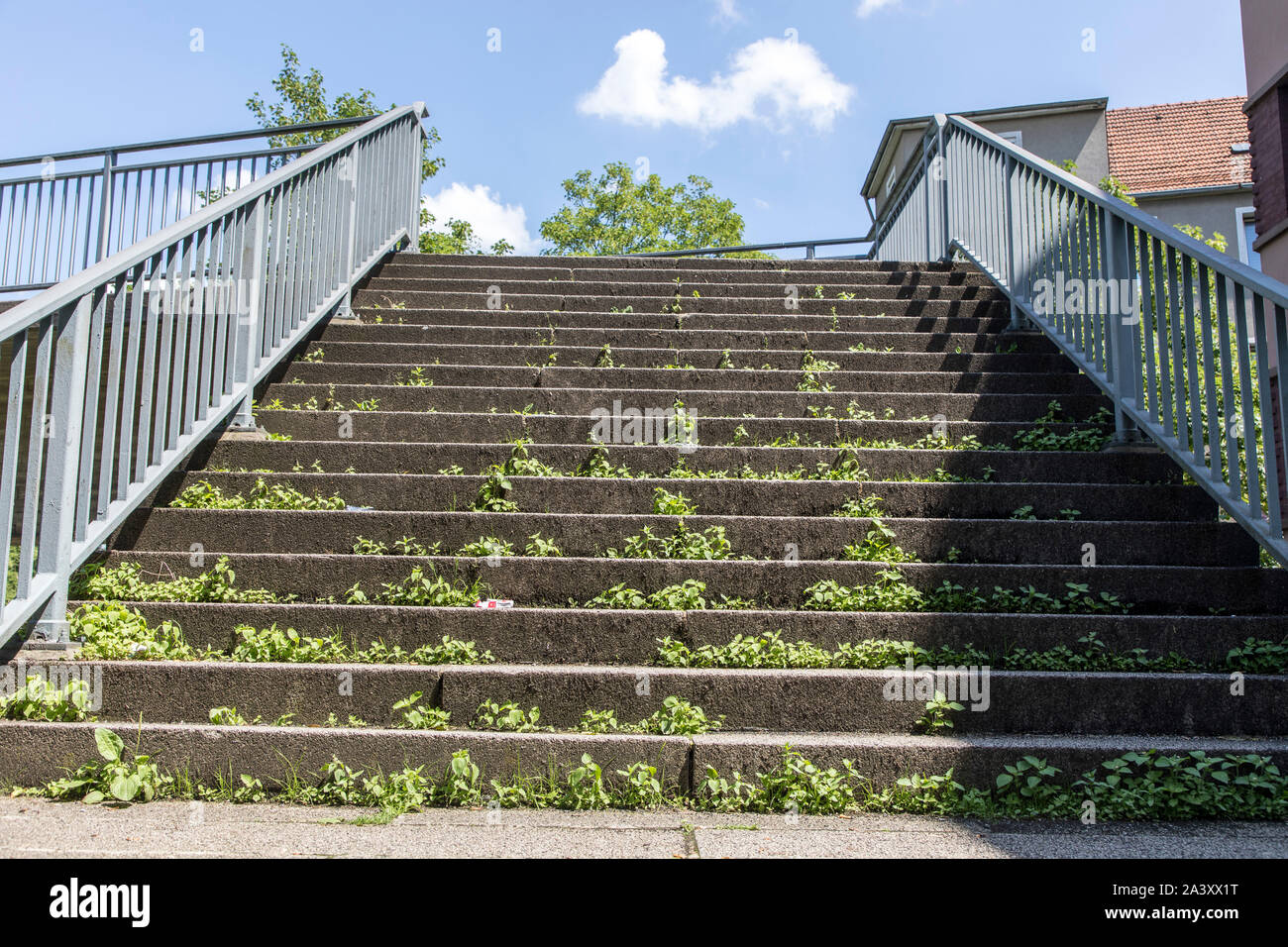 Stairs, steps, to a traffic crossing, pedestrian bridge, fully ...