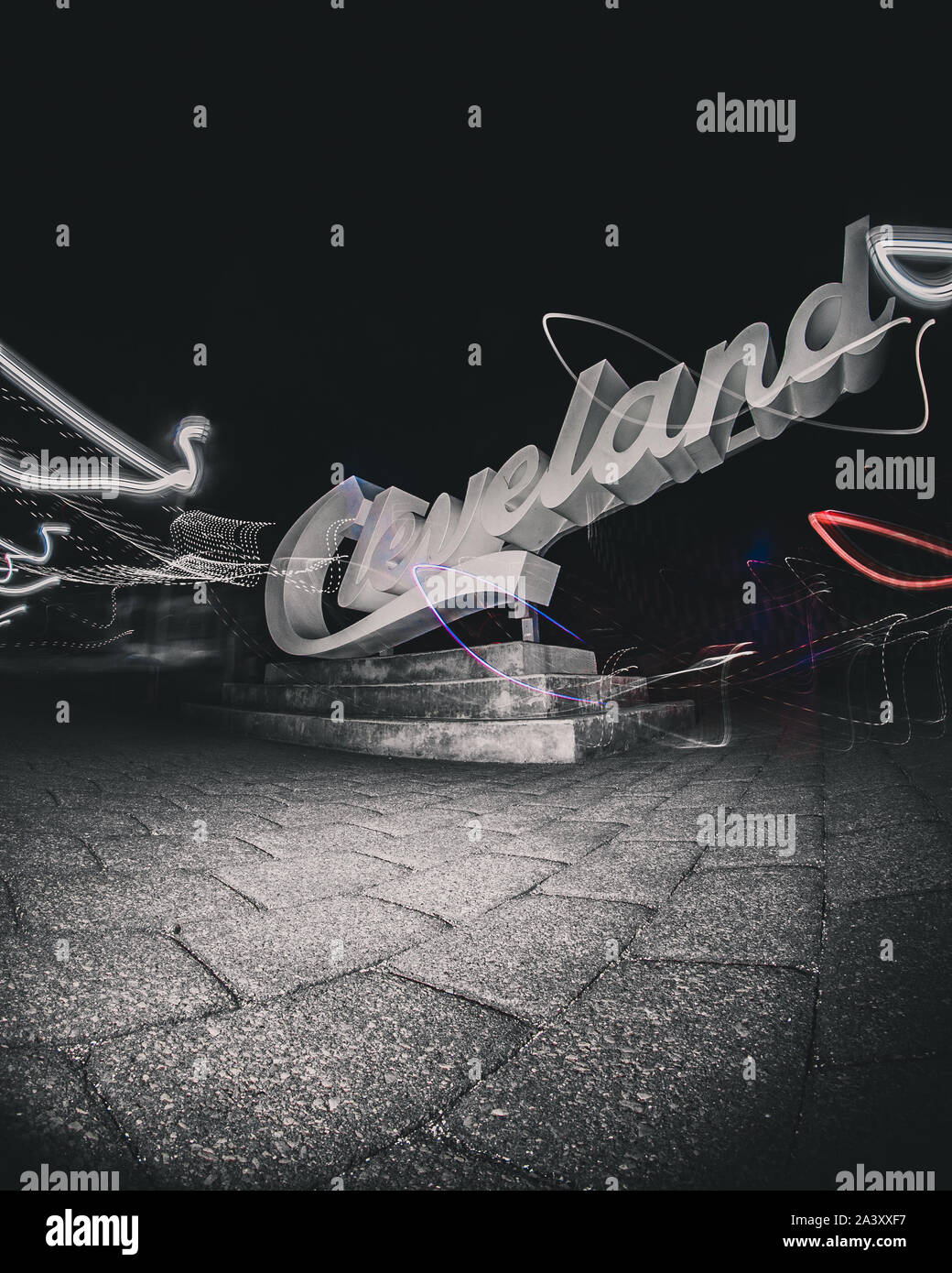 Cleveland Script Sign Stock Photo - Alamy