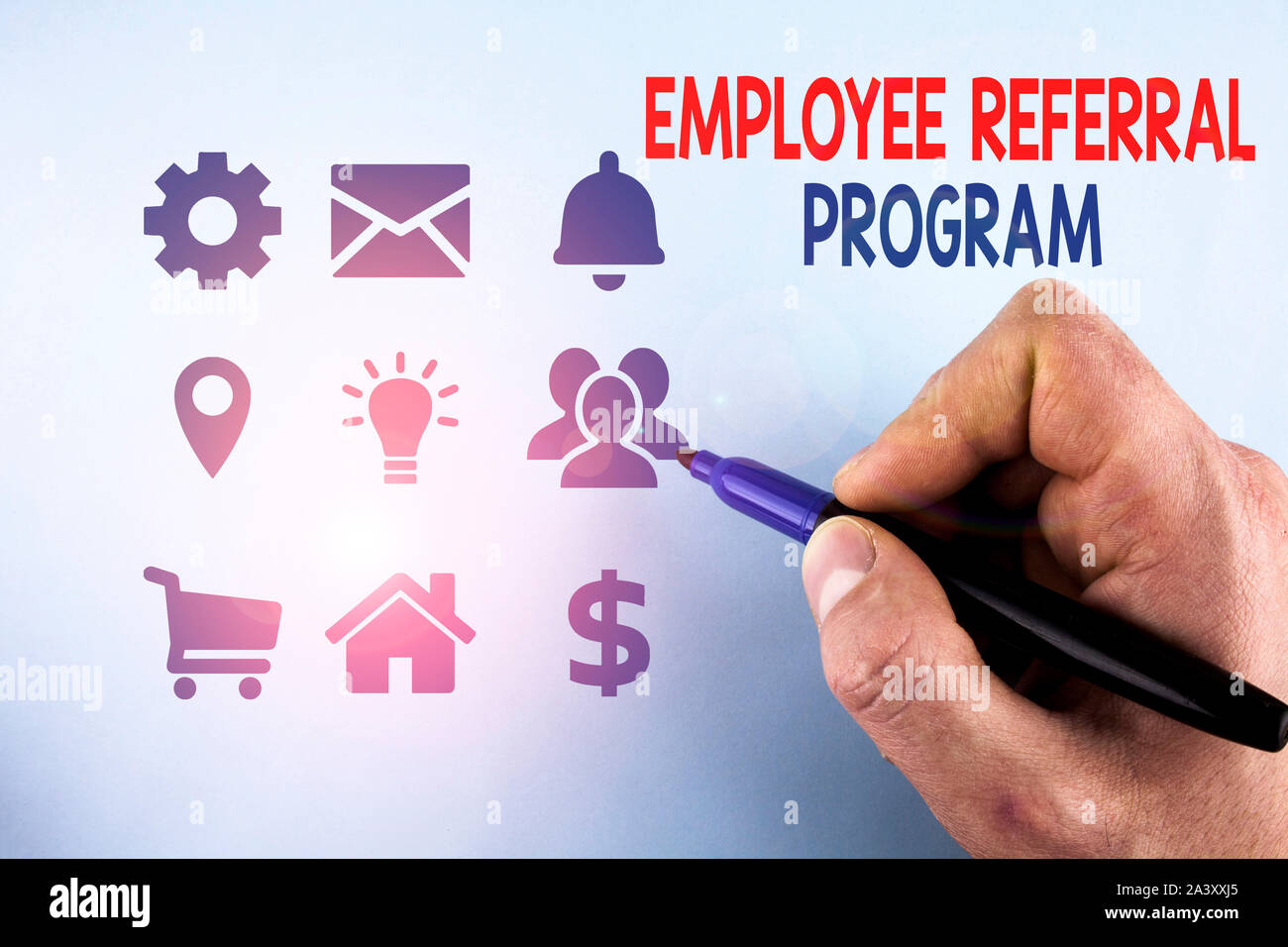 Writing note showing Employee Referral Program. Business concept for ...
