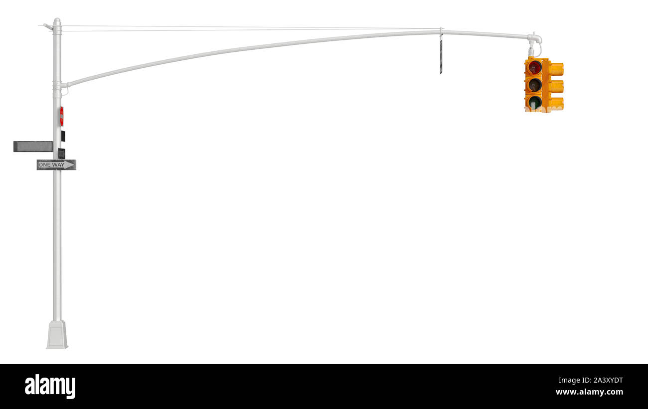 Traffic light yellow sign stoplight pillar. 3D rendering Stock Photo ...